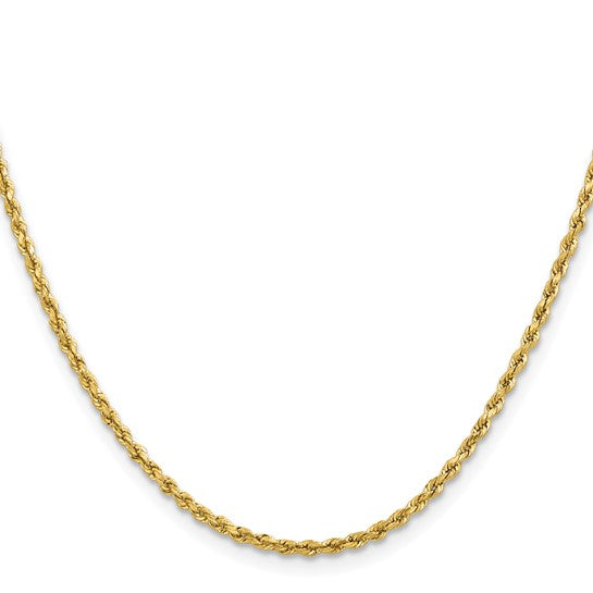 18K Solid Yellow Gold Diamond Cut Rope Chains